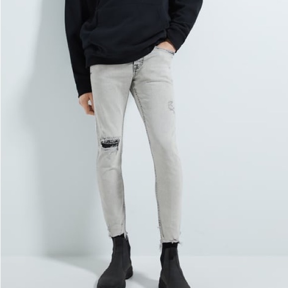 Zara | Jeans | Zara Mens Ripped Skinny Jeans With Bandana Detail In ...